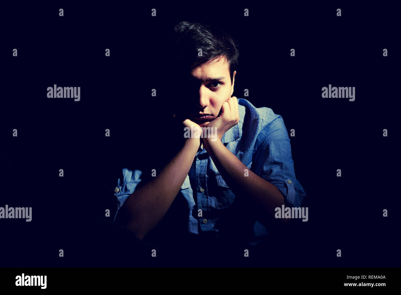 Portrait of a depressed man Stock Photo - Alamy