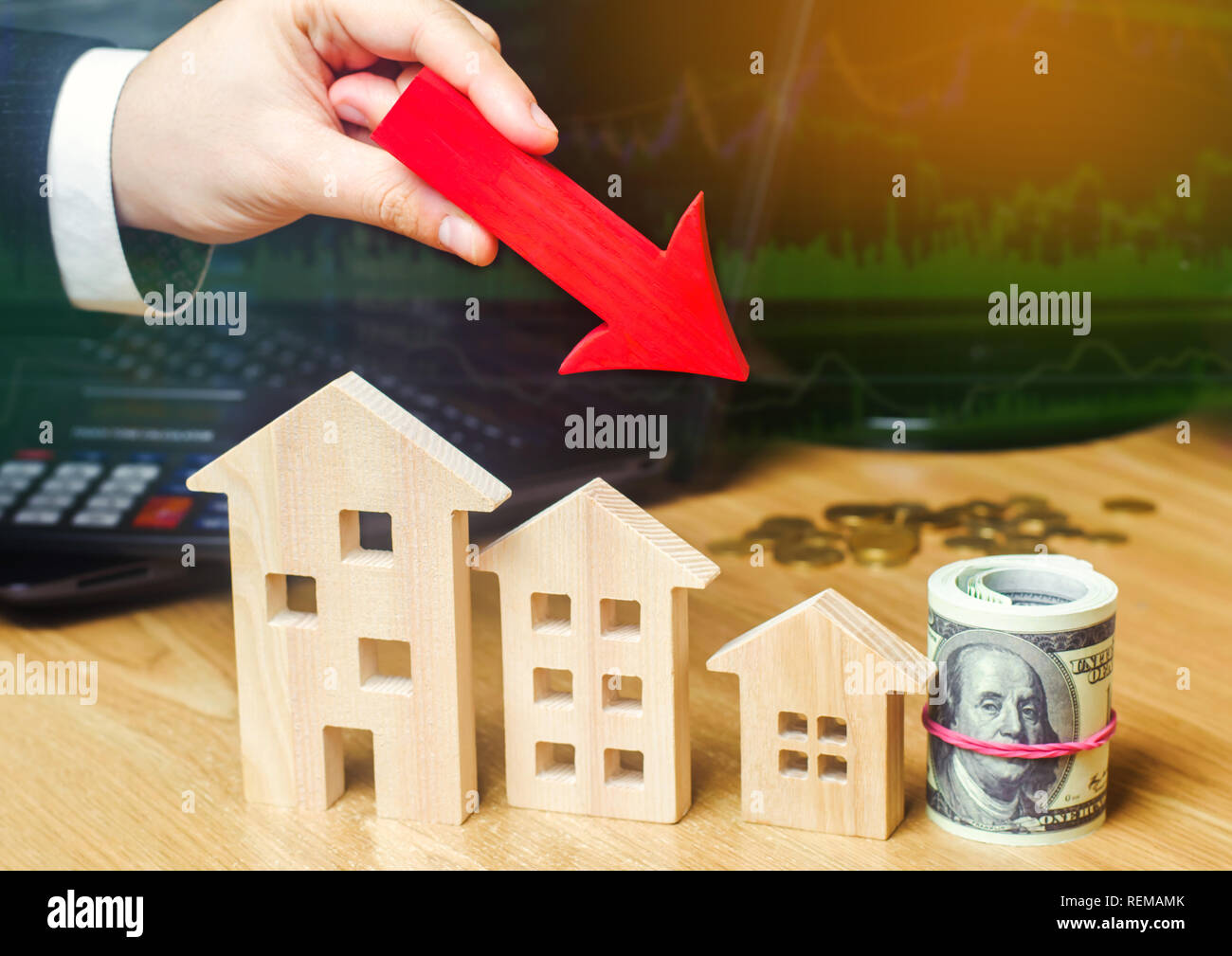 The concept of falling real estate market. Reduced interest in the ...