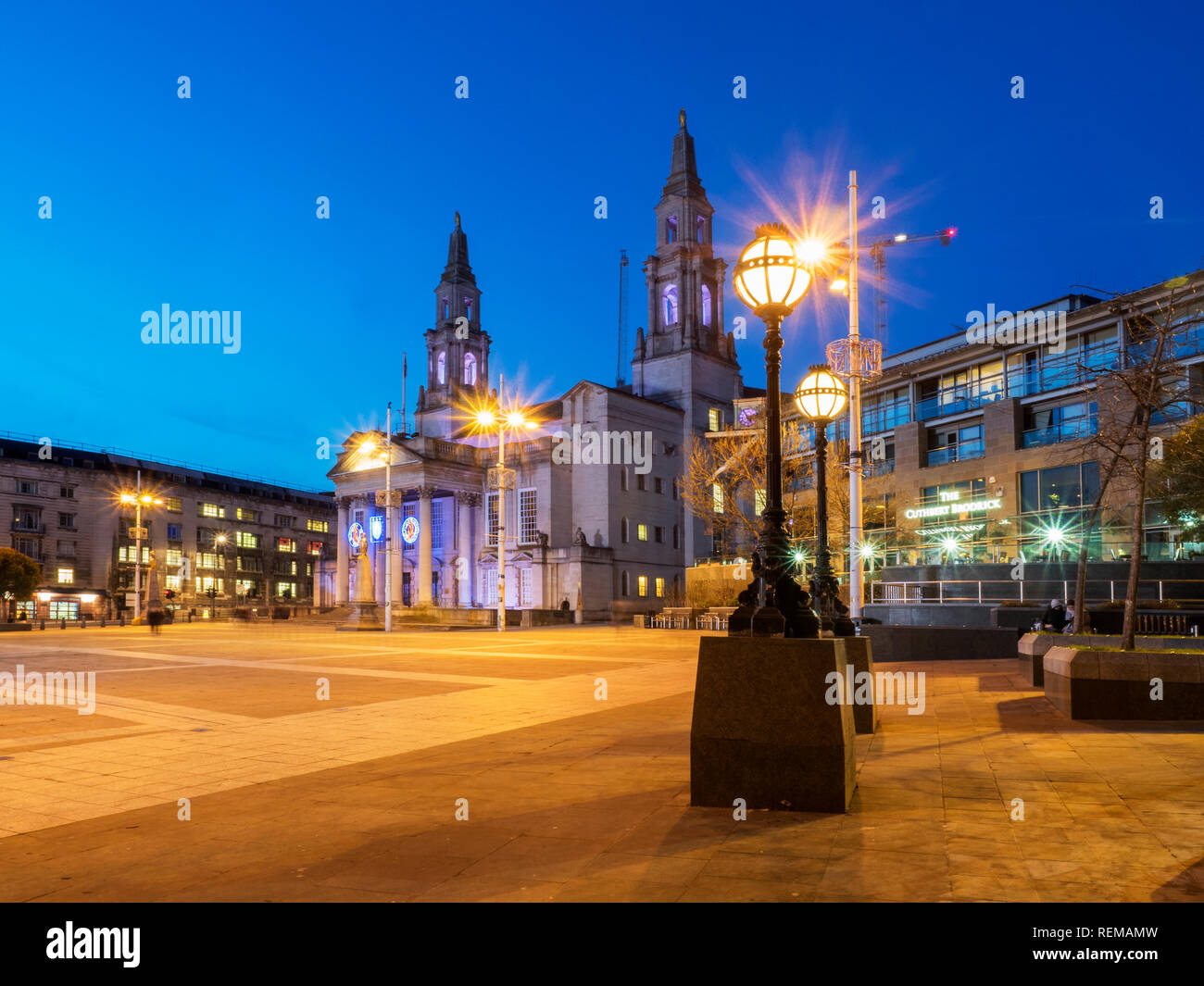 The Civic Hall in Millennium Square at Dusk Leeds West Yorkshire ...