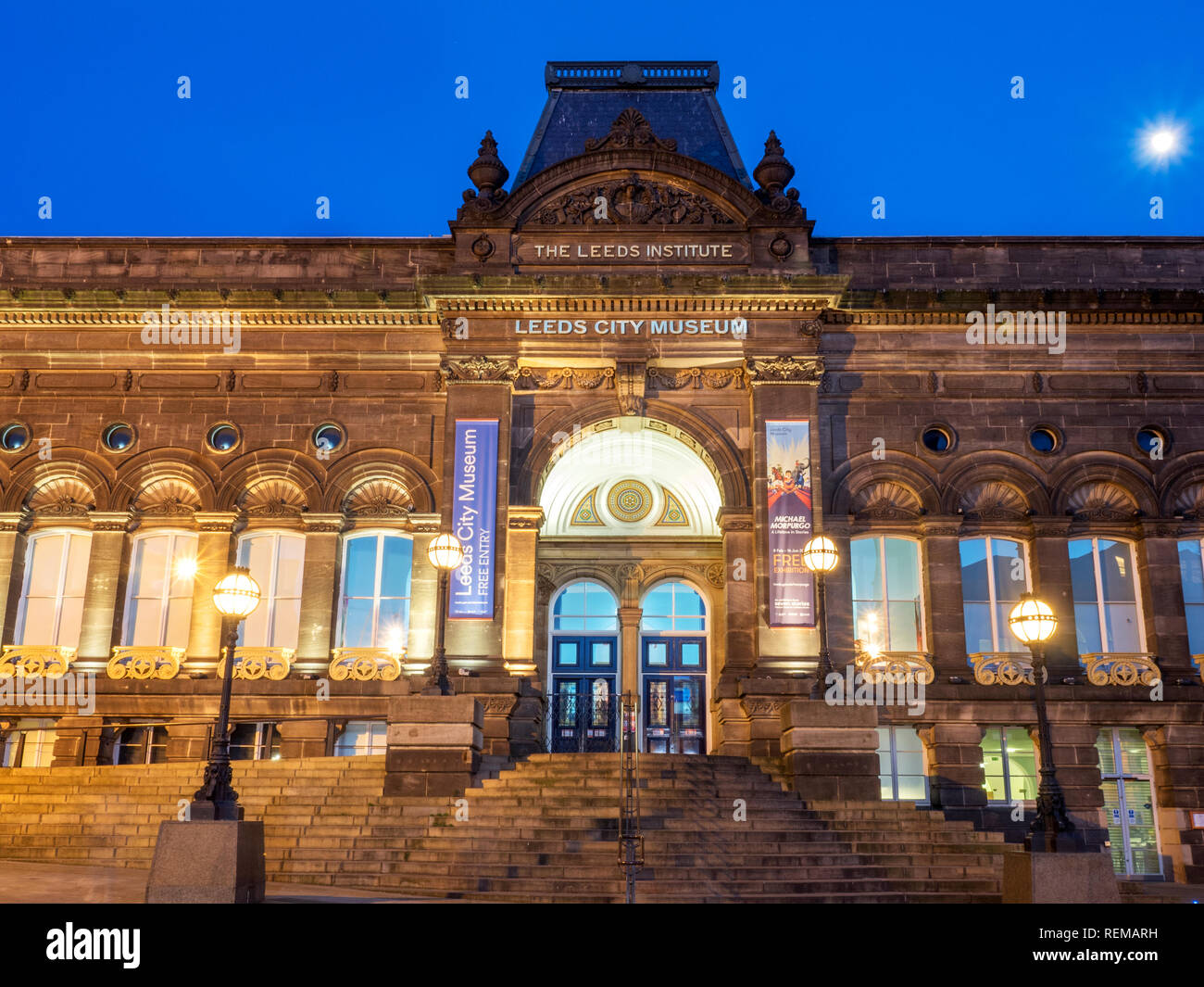 Leeds City Museum in Millennium Square at Dusk Leeds West Yorkshire ...