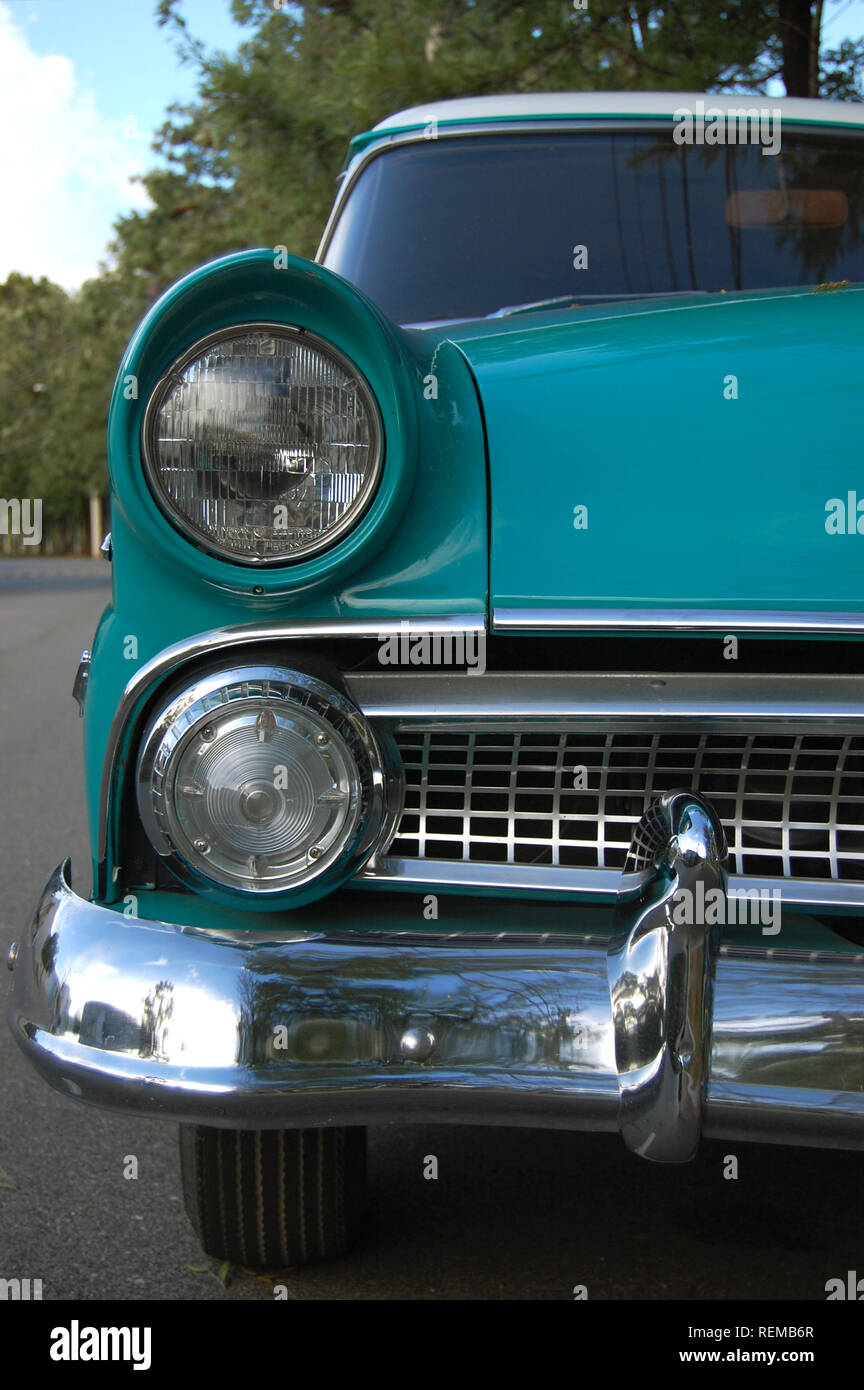 Classic blue car detail Stock Photo - Alamy