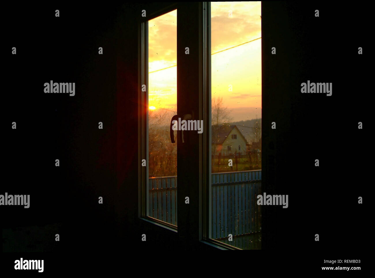 sunset through the Windows in a wooden house, Russia Stock Photo - Alamy