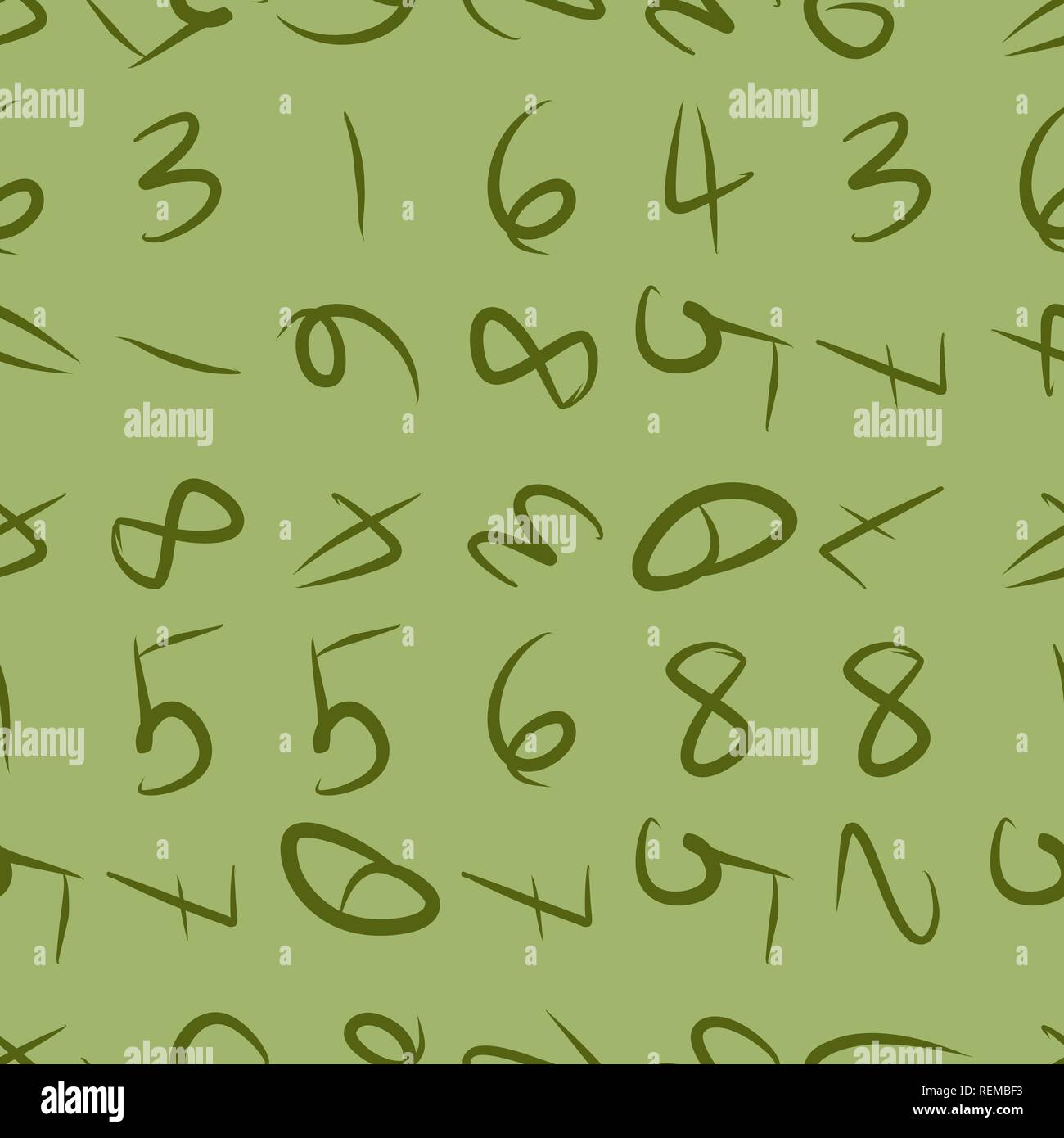 Seamless decorative and hand drawn numbers illustrations. For design ...