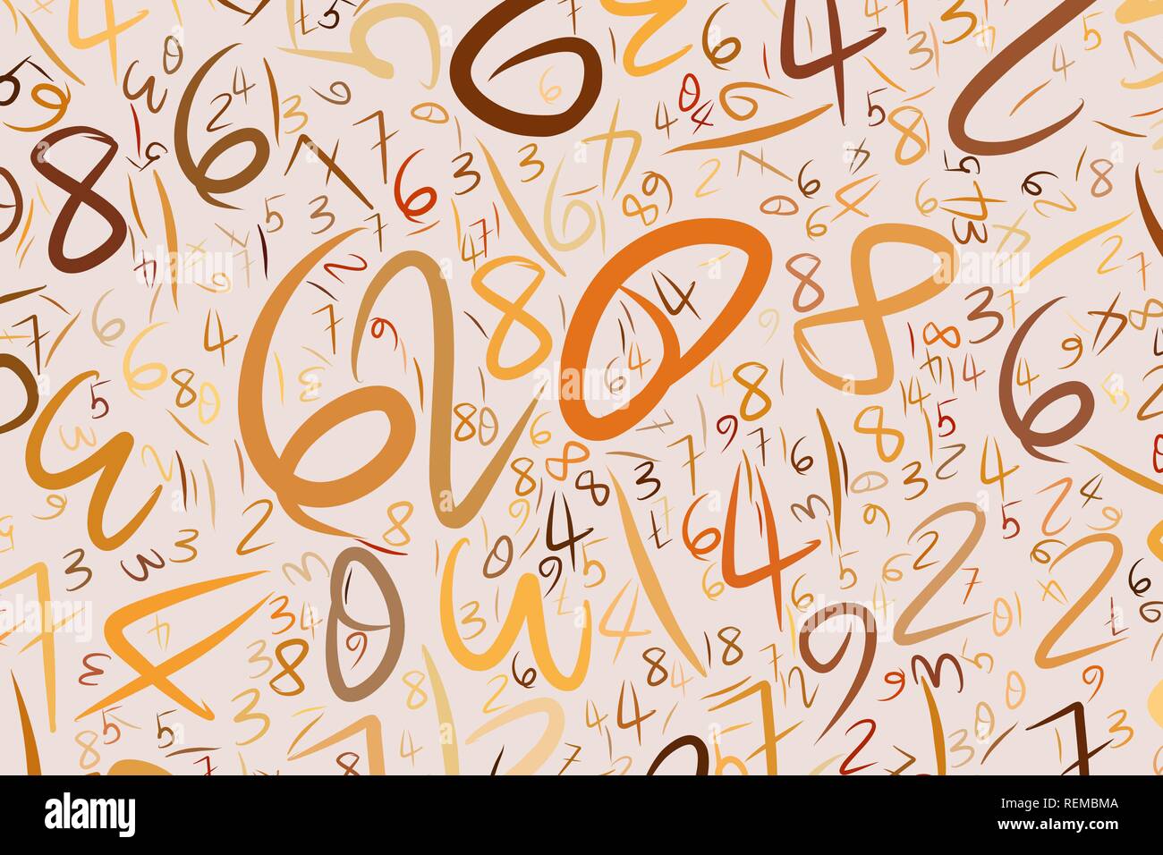 Numbers illustrations background abstract, hand drawn texture. Vector ...