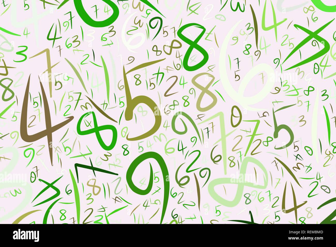 Numbers abstract, hand drawn texture, backdrop or background. Vector ...