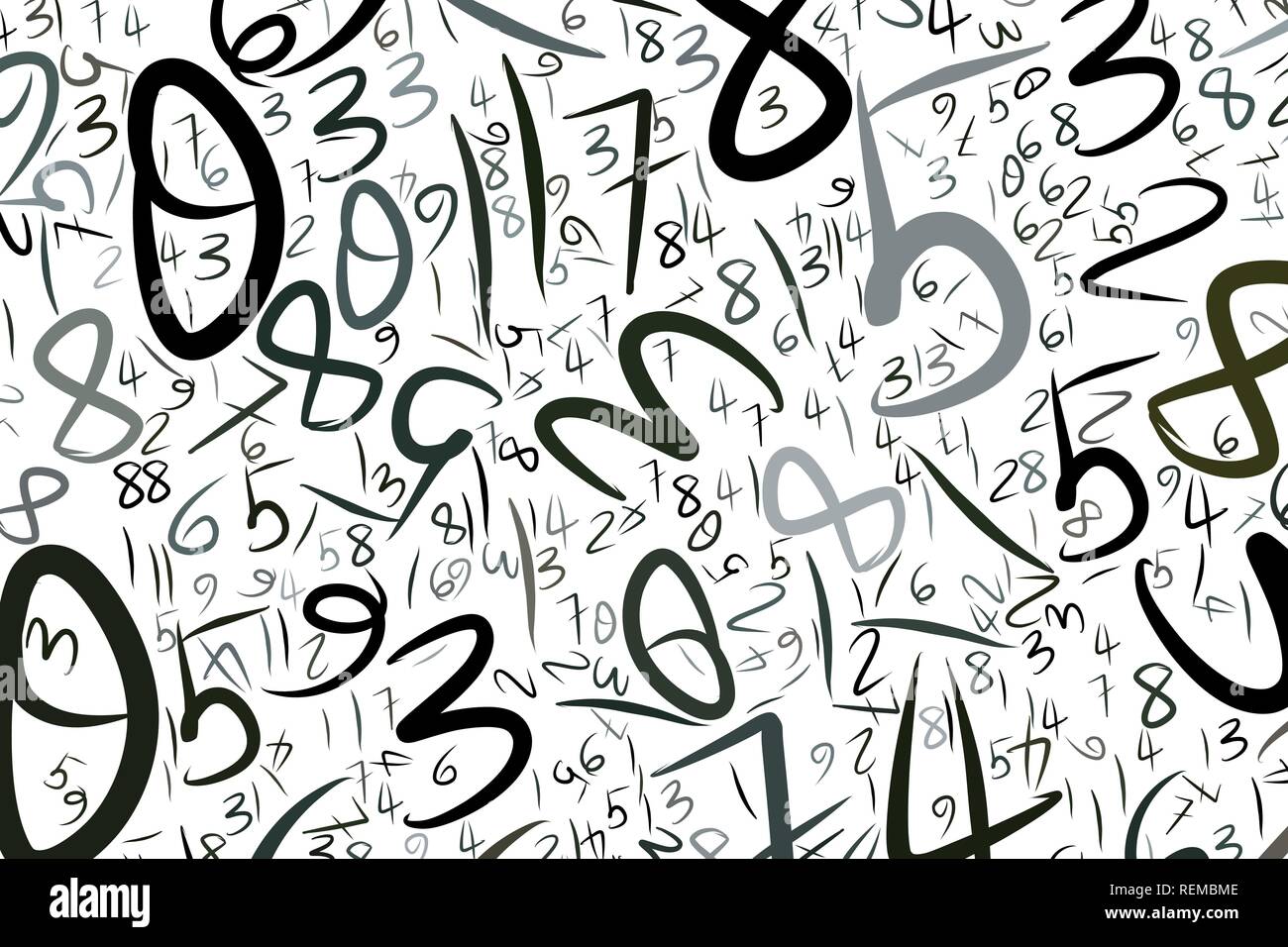 Background or backdrop, numbers hand drawn, for design texture. Vector ...