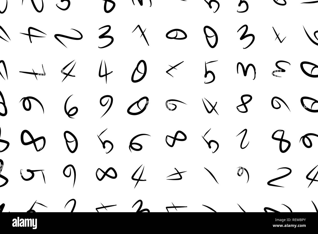 Numbers illustrations background abstract, hand drawn texture. Vector ...