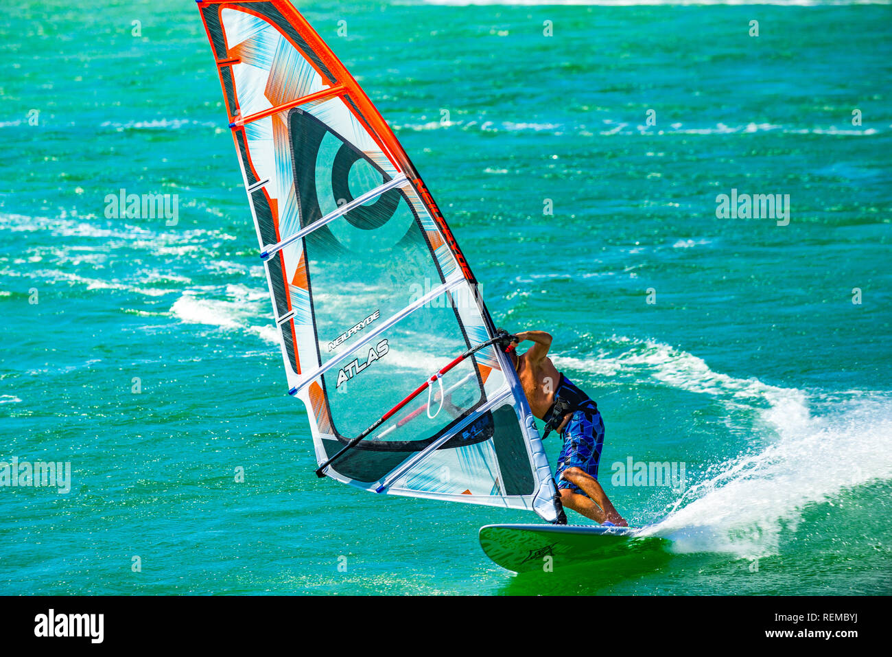 Windsurfer in Queensland, Australia Stock Photo - Alamy