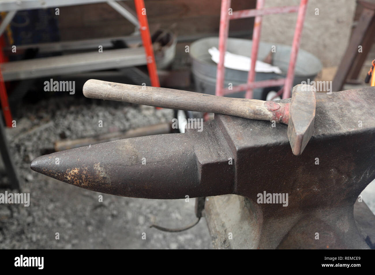 Forge in flame fire blacksmithing hi-res stock photography and images ...