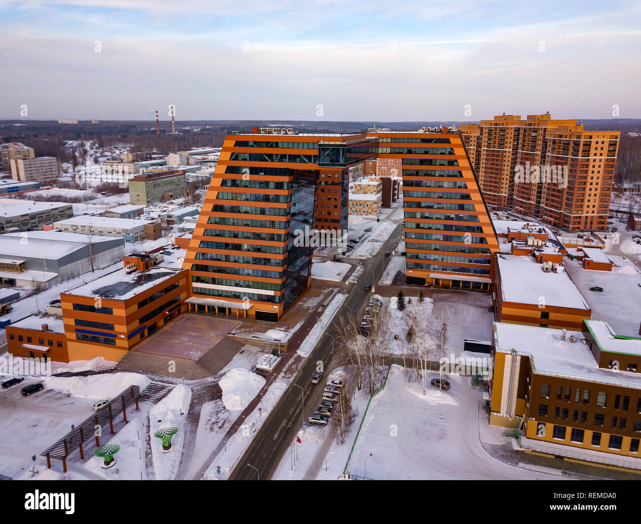 Aerial view of academpark technopark of the Novosibirsk Academic ...