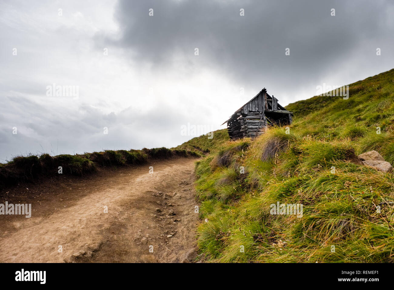 abandoned hut on the mountains Stock Photo - Alamy