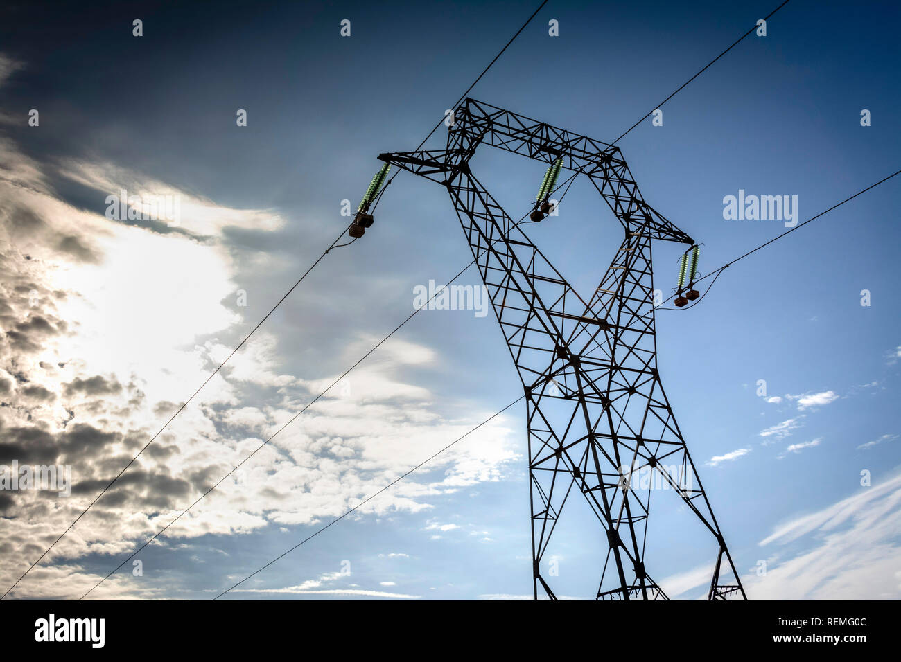 Electric pylon, Auvergne, France, Europe Stock Photo - Alamy