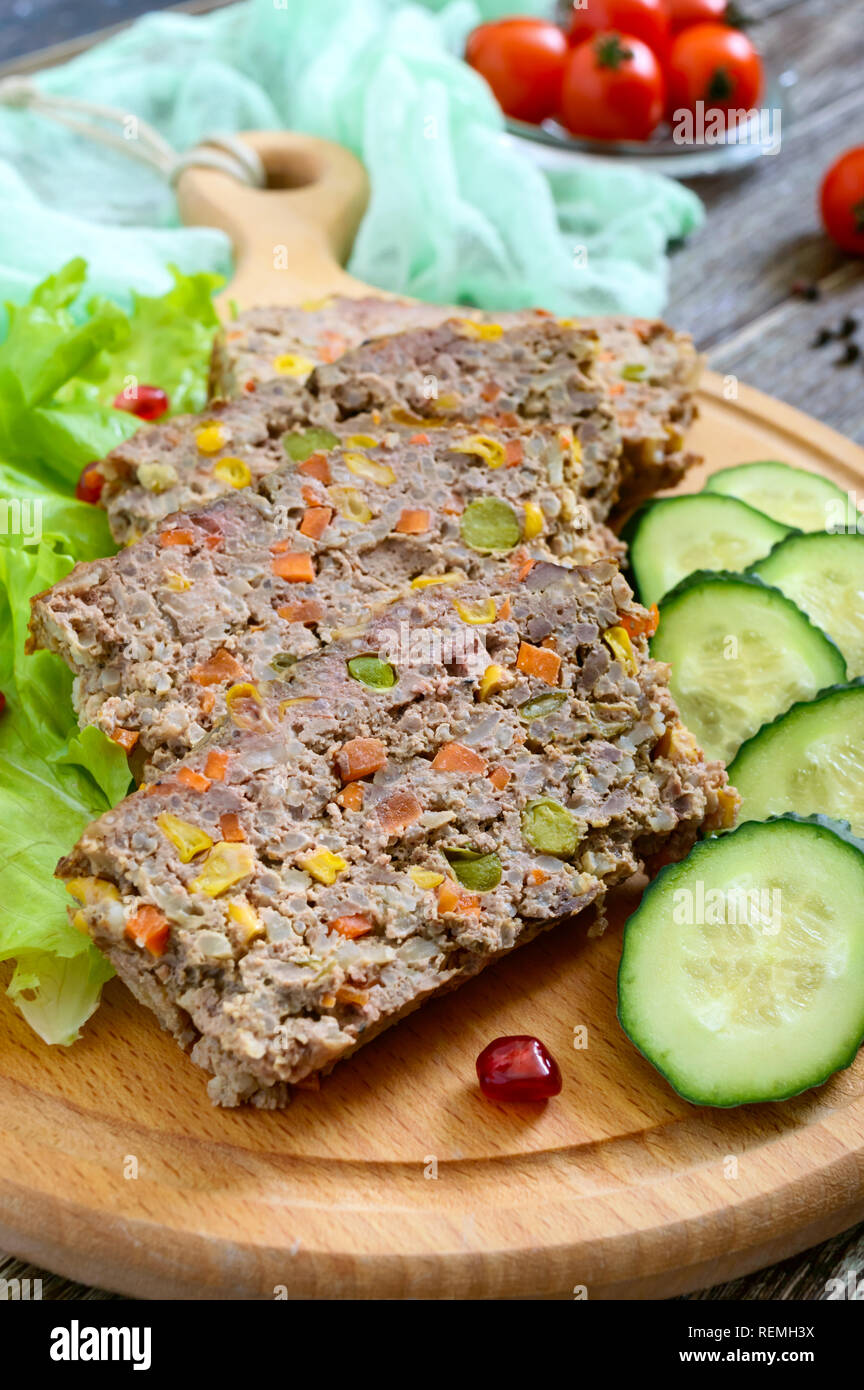 Liver casserole. Useful dish from the liver. Freshly baked pork liver ...