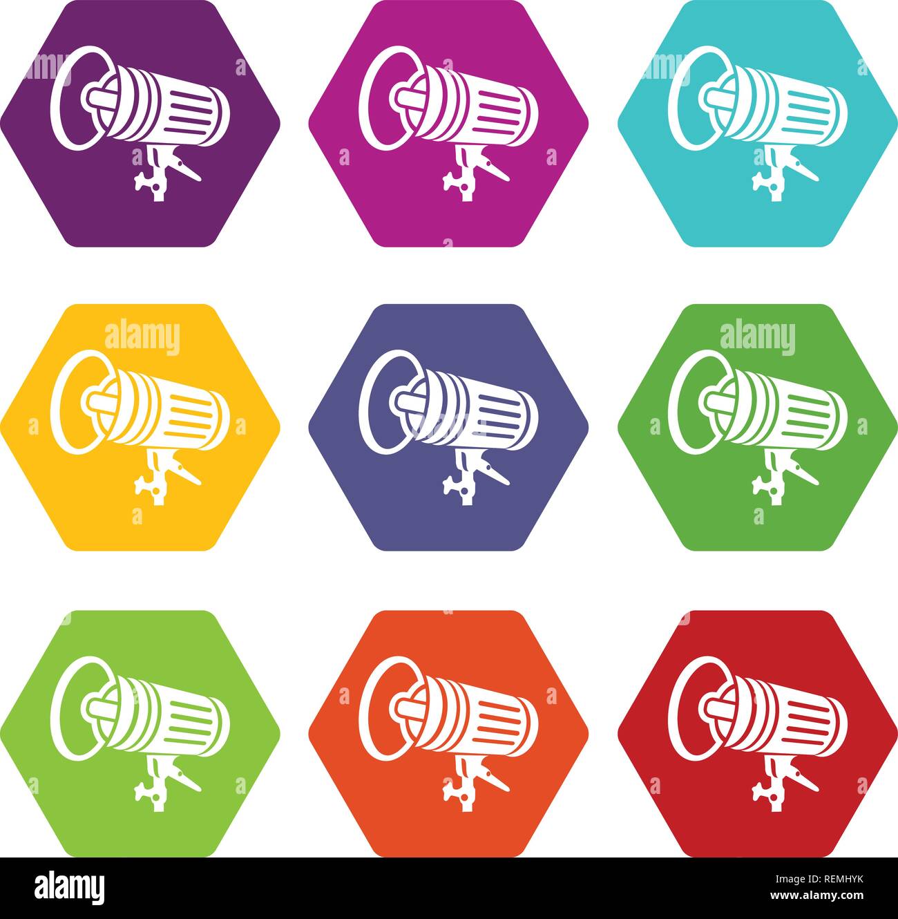 Studio lighting equipment icons set 9 vector Stock Vector Image & Art ...