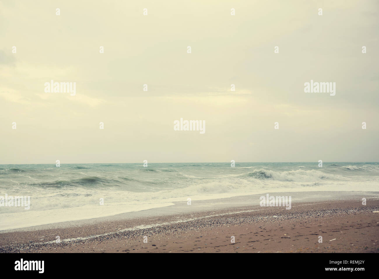 Sea beach in storm weather Stock Photo - Alamy
