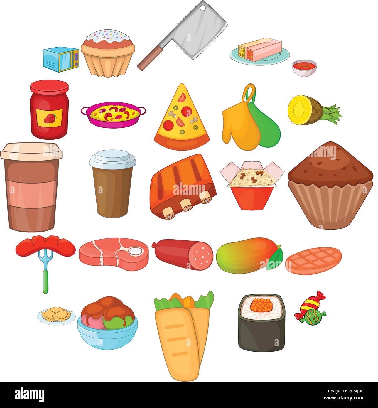Street Stall Icons Set Cartoon Style Stock Vector Image And Art Alamy