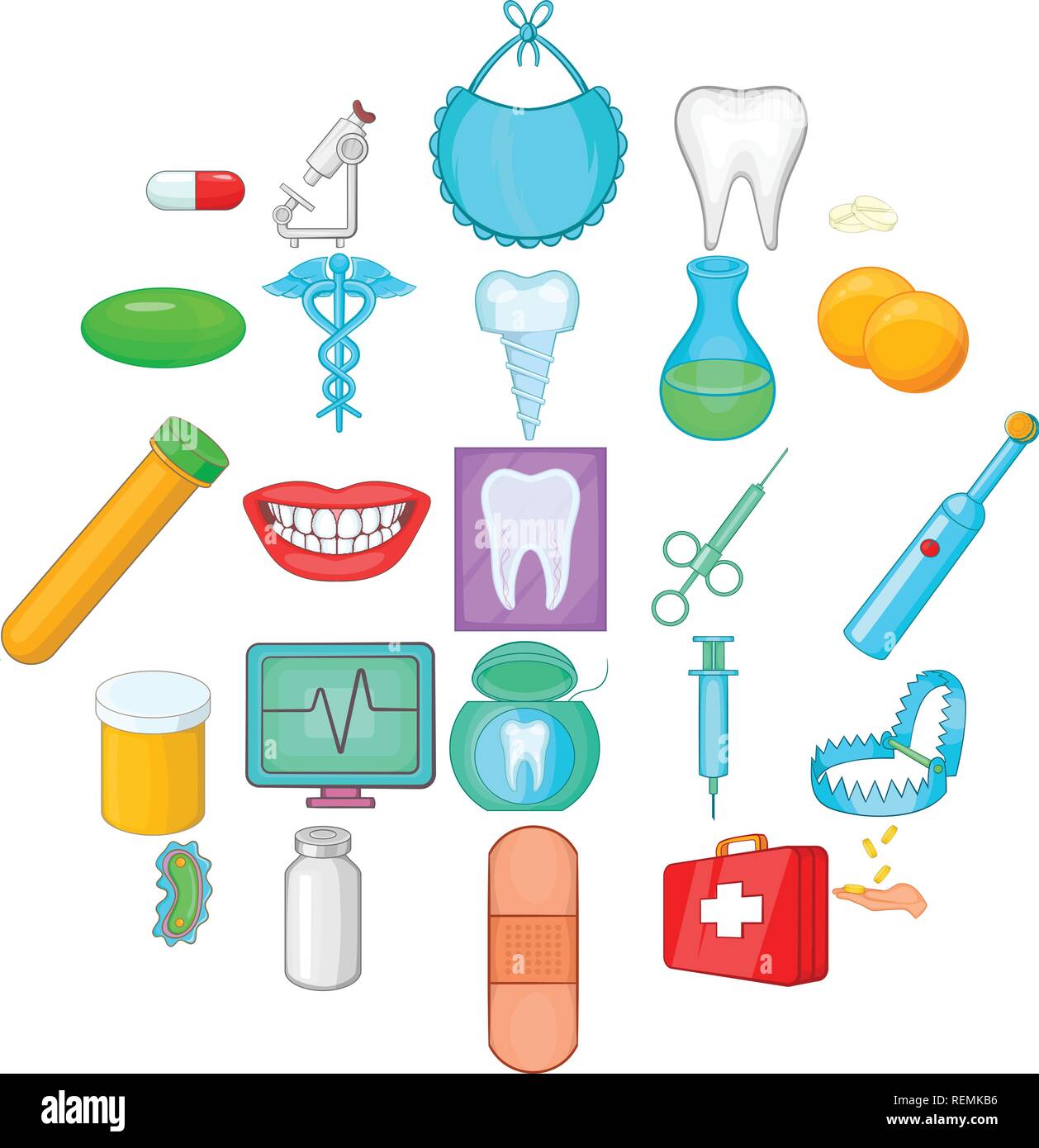 Restoration of teeth icons set, cartoon style Stock Vector Image & Art ...