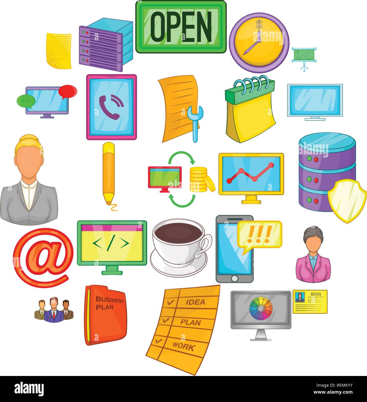Business department icons set, cartoon style Stock Vector Image & Art ...
