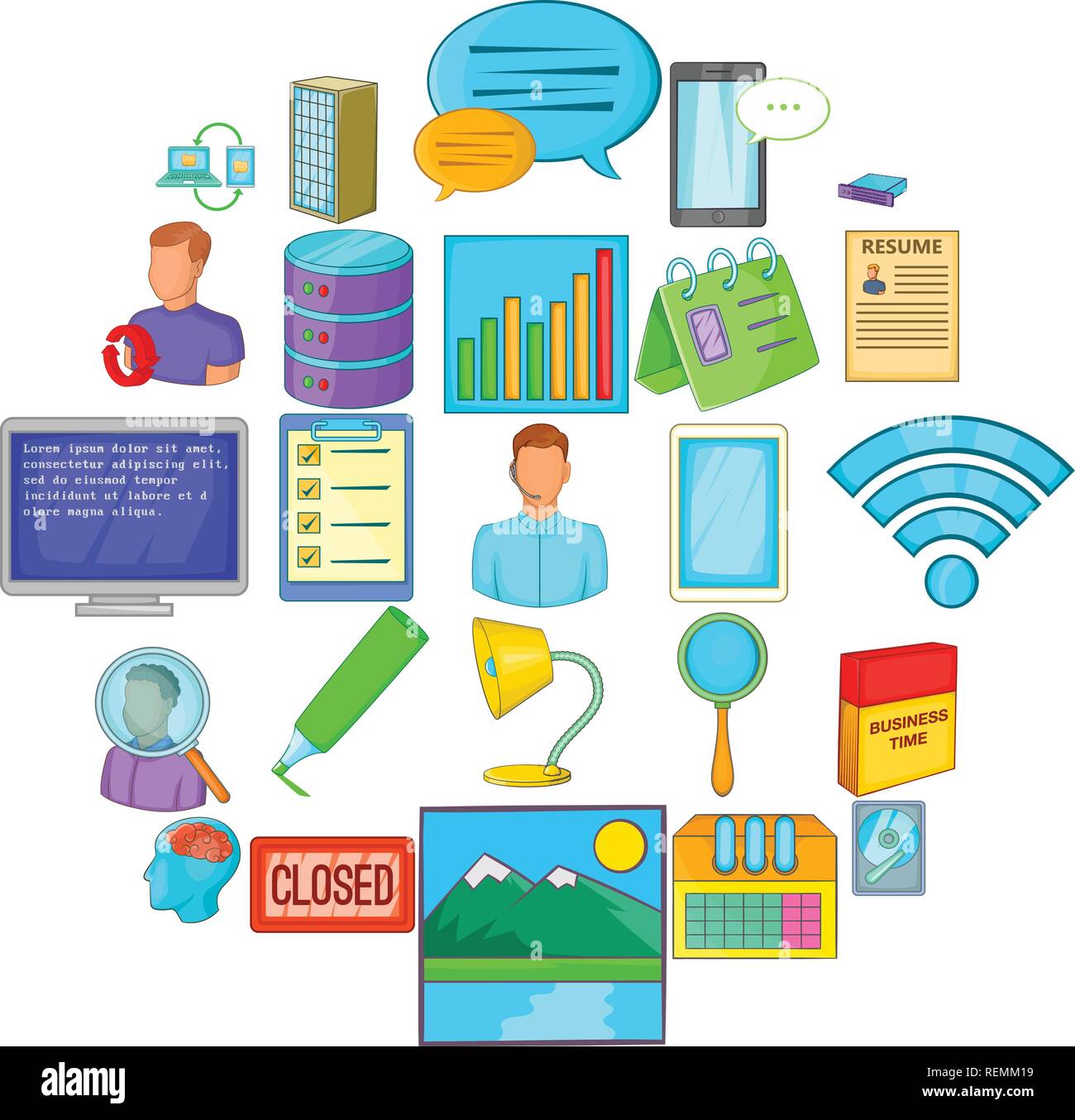 Desk icons set, cartoon style Stock Vector Image & Art - Alamy