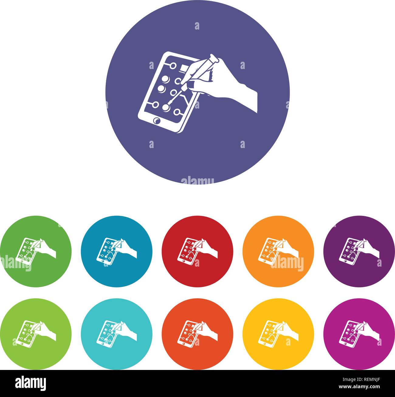 Repair screen smartphone icons set vector color Stock Vector Image ...