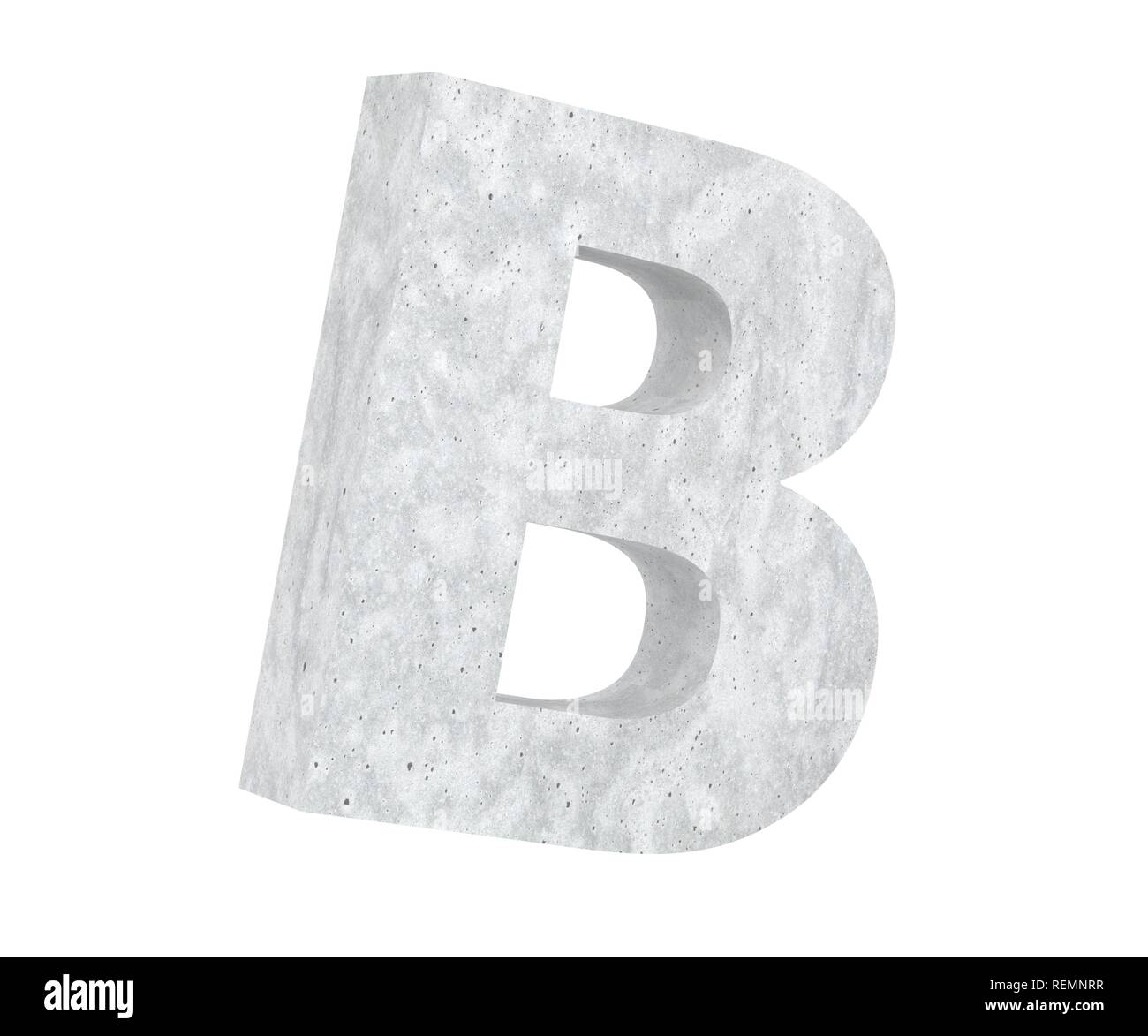 Concrete Capital Letter - B isolated on white background. 3D render ...