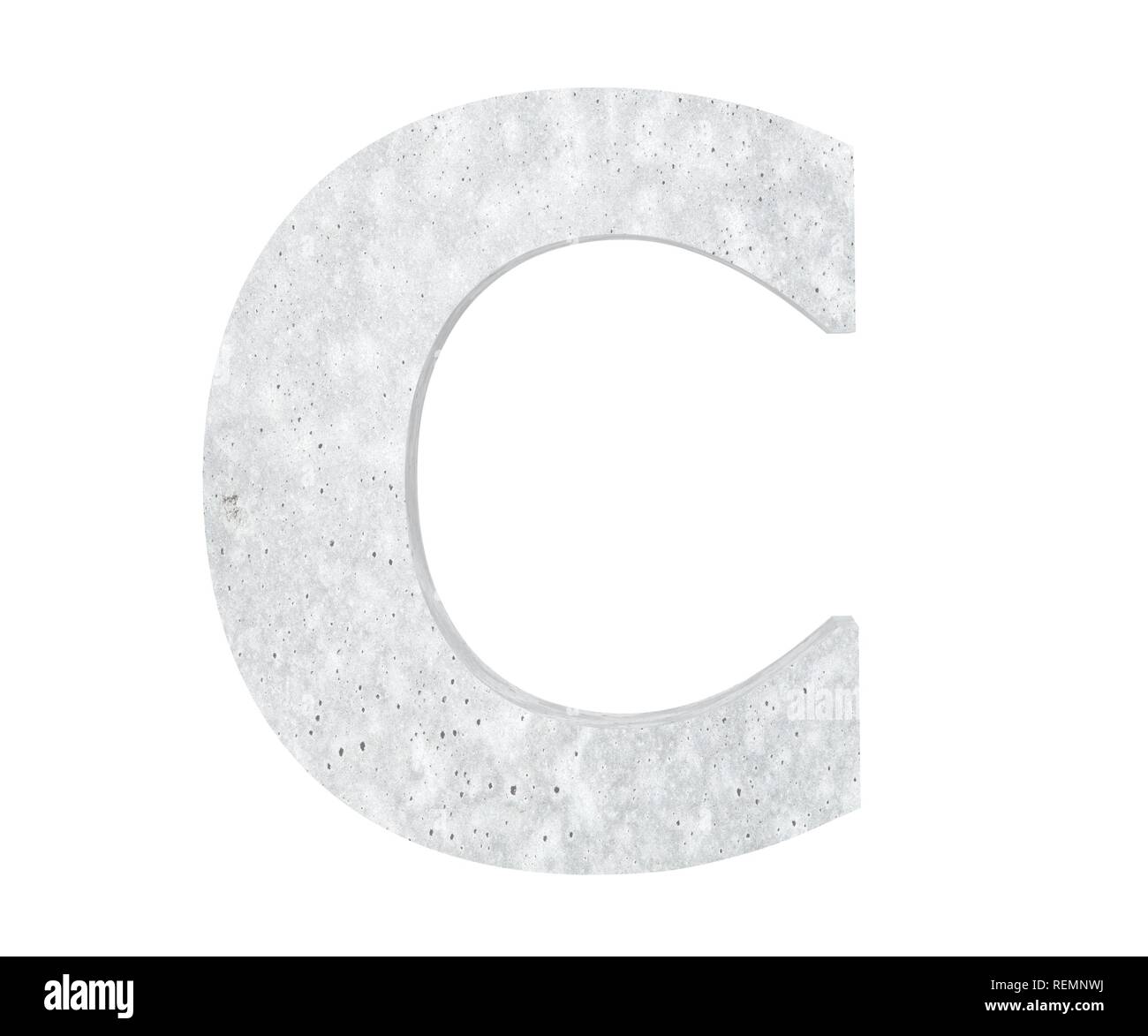 Concrete Capital Letter - C isolated on white background. 3D render ...