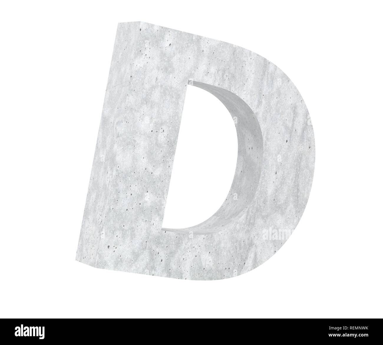 Concrete Capital Letter - D isolated on white background. 3D render ...