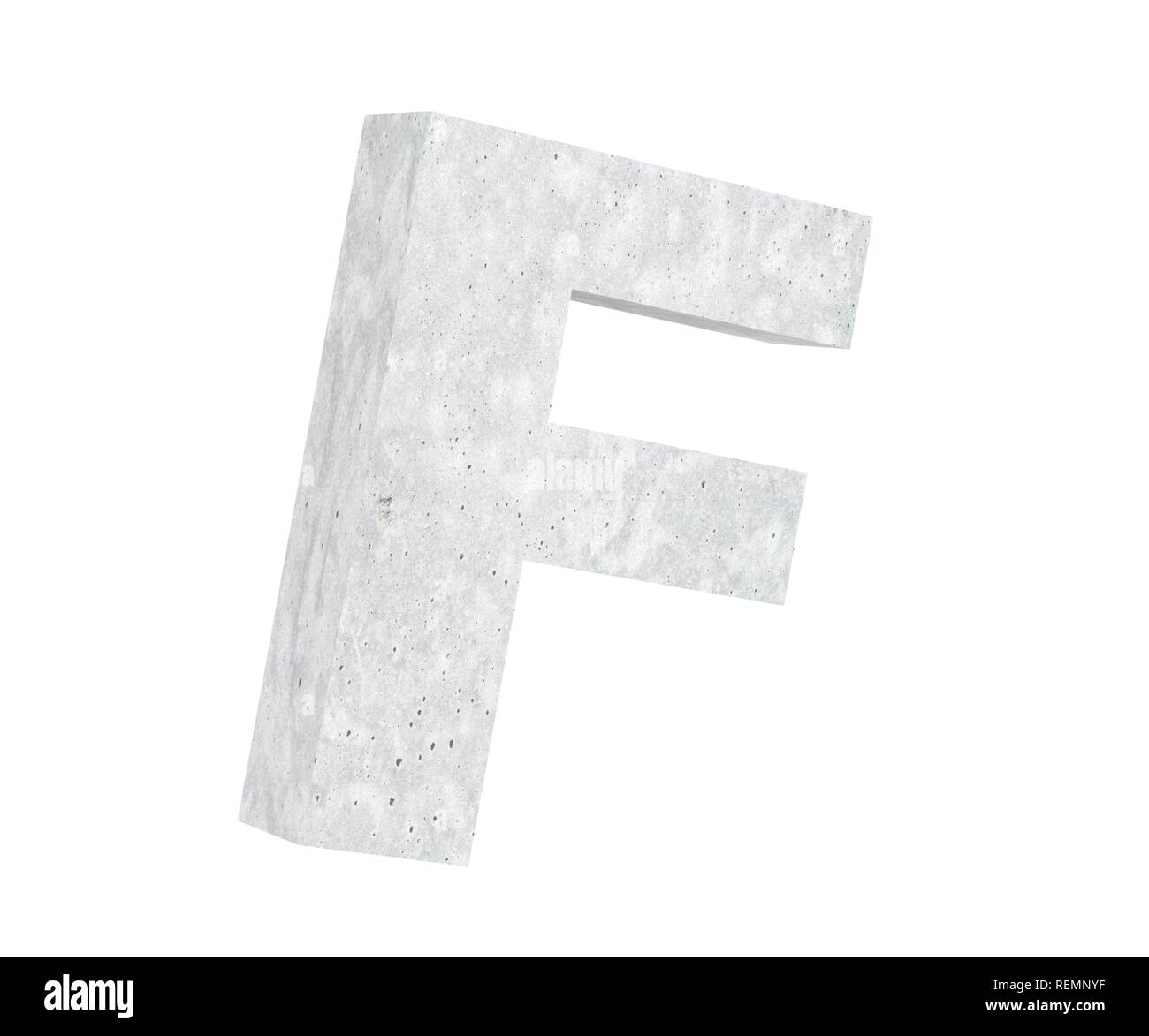 Concrete Capital Letter - F isolated on white background. 3D render ...