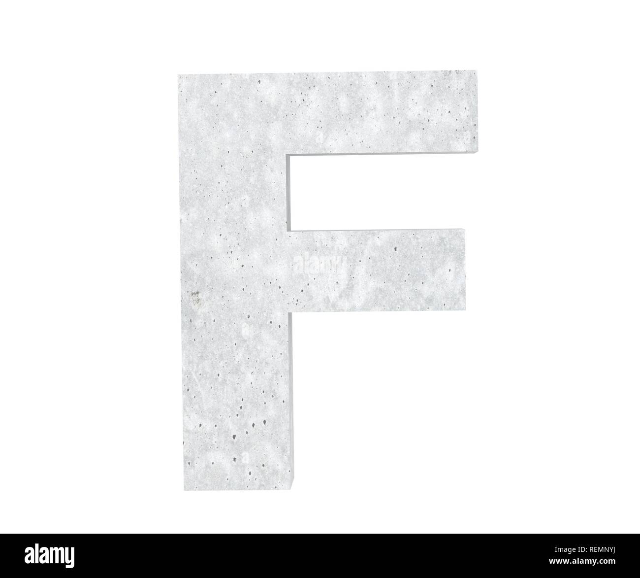 Concrete Capital Letter - F isolated on white background. 3D render ...