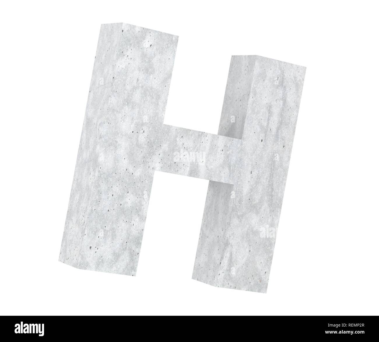 Concrete Capital Letter - H isolated on white background. 3D render ...