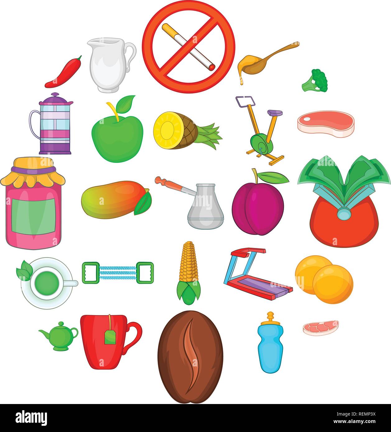 Low calorie food icons set, cartoon style Stock Vector Image & Art - Alamy