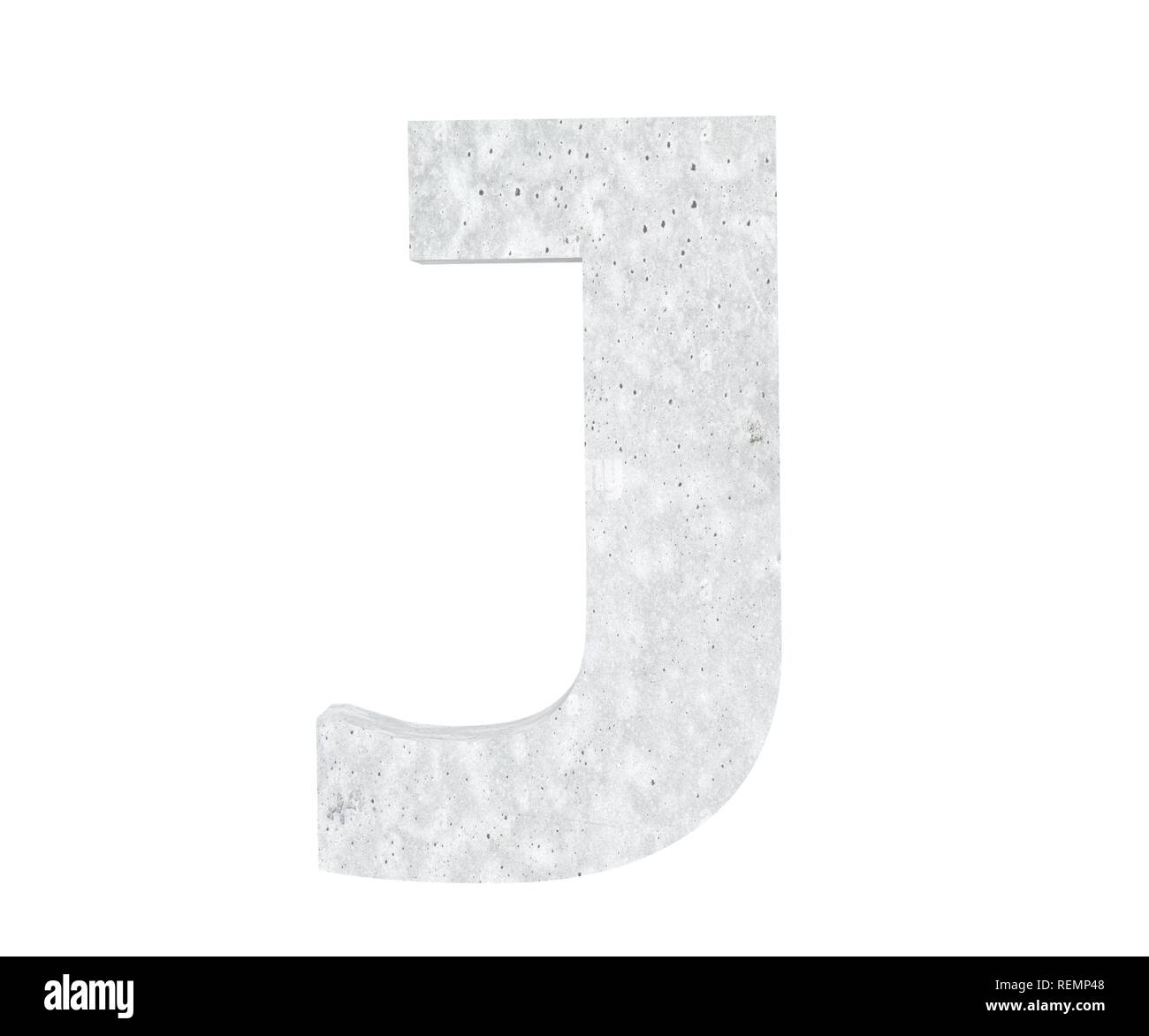 Concrete Capital Letter - J isolated on white background. 3D render ...