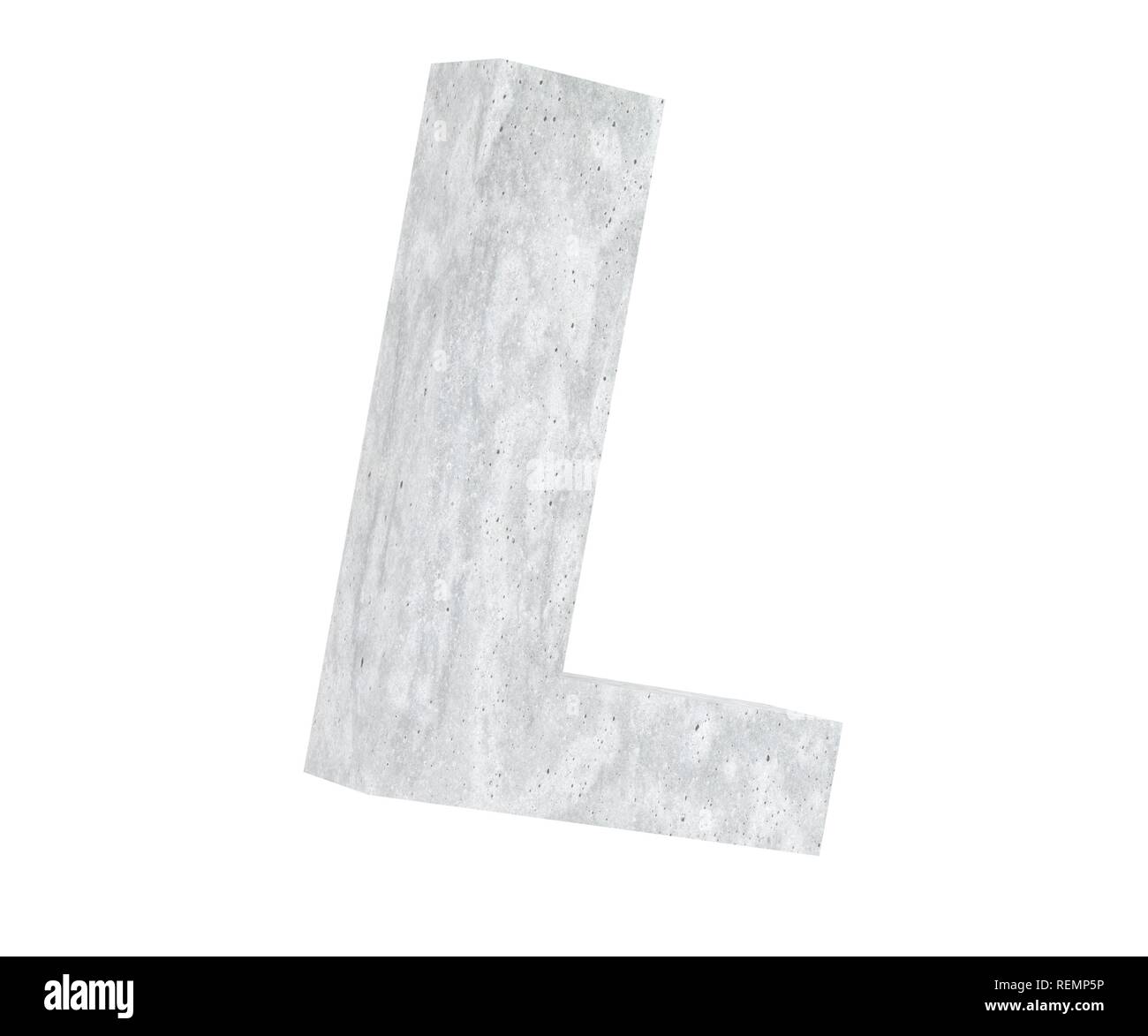 Concrete Capital Letter - L isolated on white background. 3D render ...
