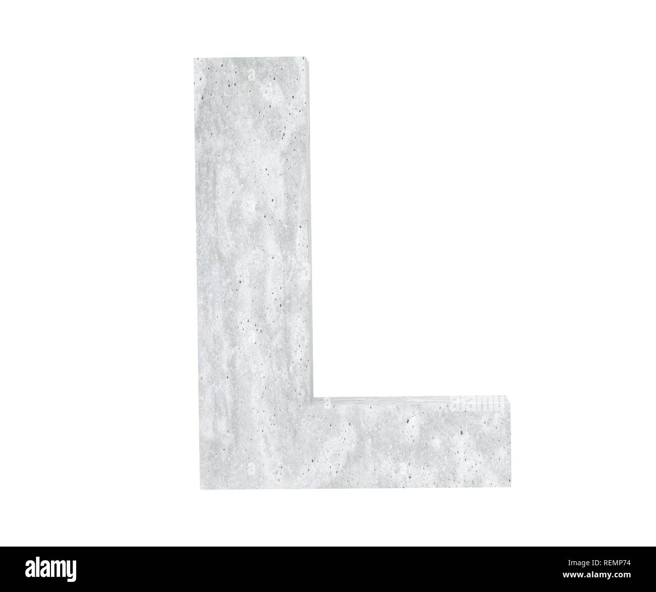 Concrete Capital Letter - L isolated on white background. 3D render ...
