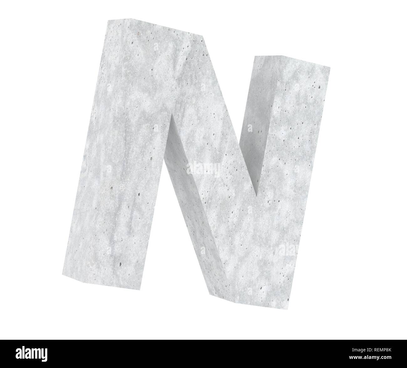 Concrete Capital Letter - N isolated on white background. 3D render ...