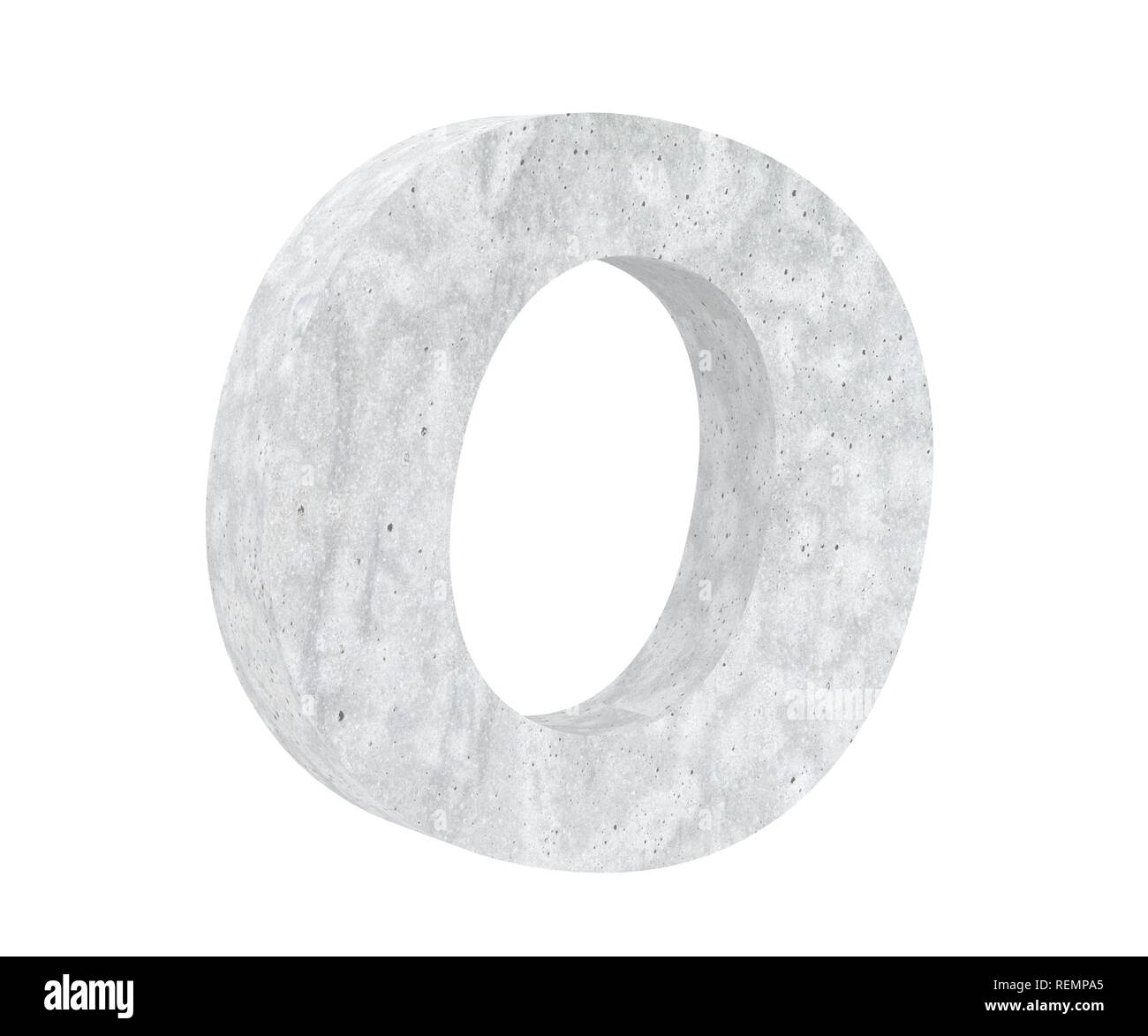 Concrete Capital Letter - O isolated on white background. 3D render ...