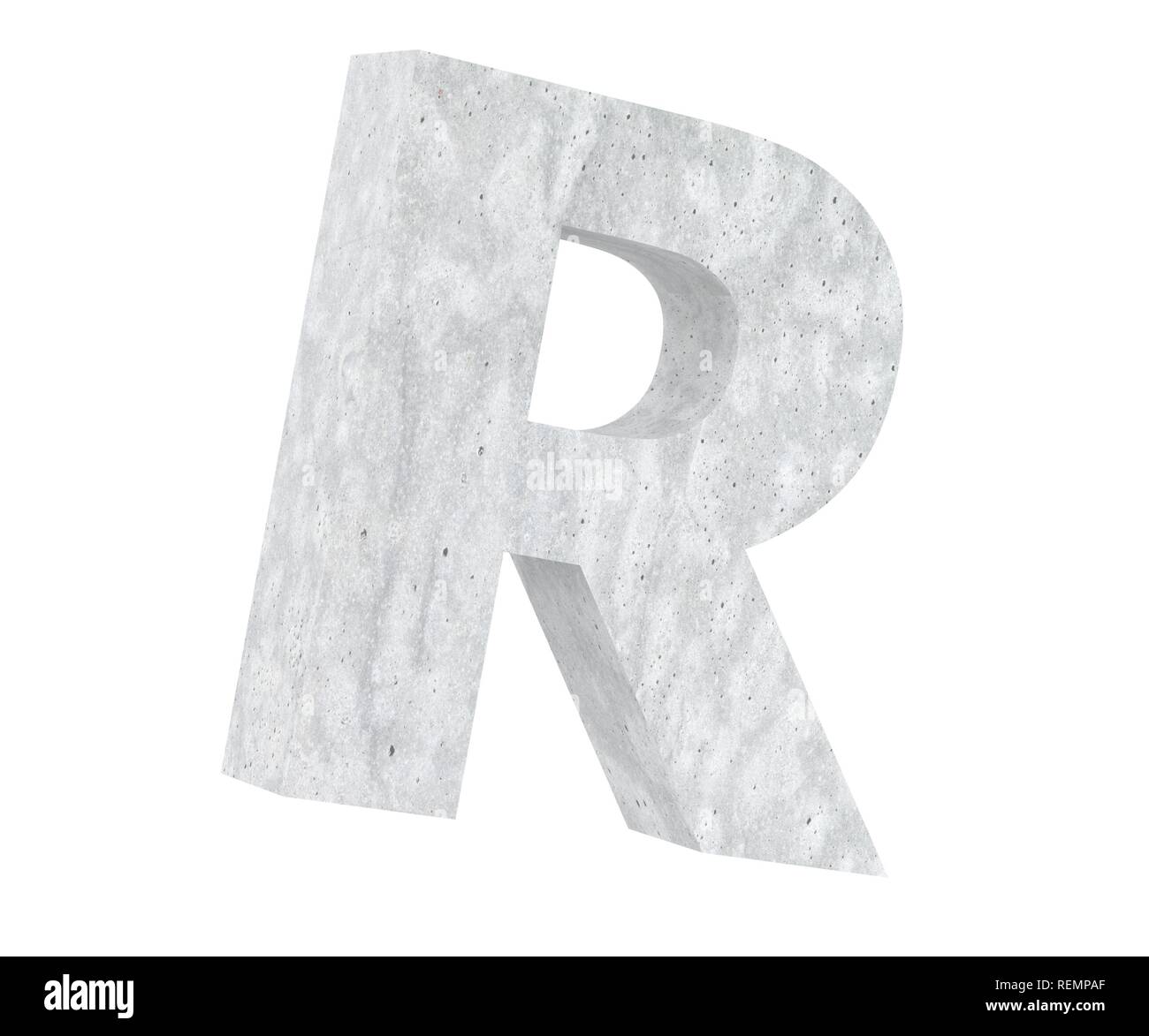 Concrete Capital Letter - R isolated on white background. 3D render ...