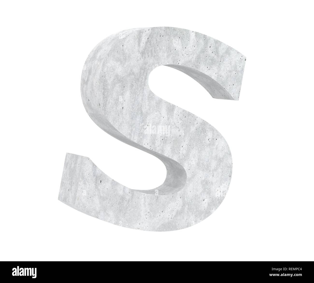 Concrete Capital Letter - S isolated on white background. 3D render ...