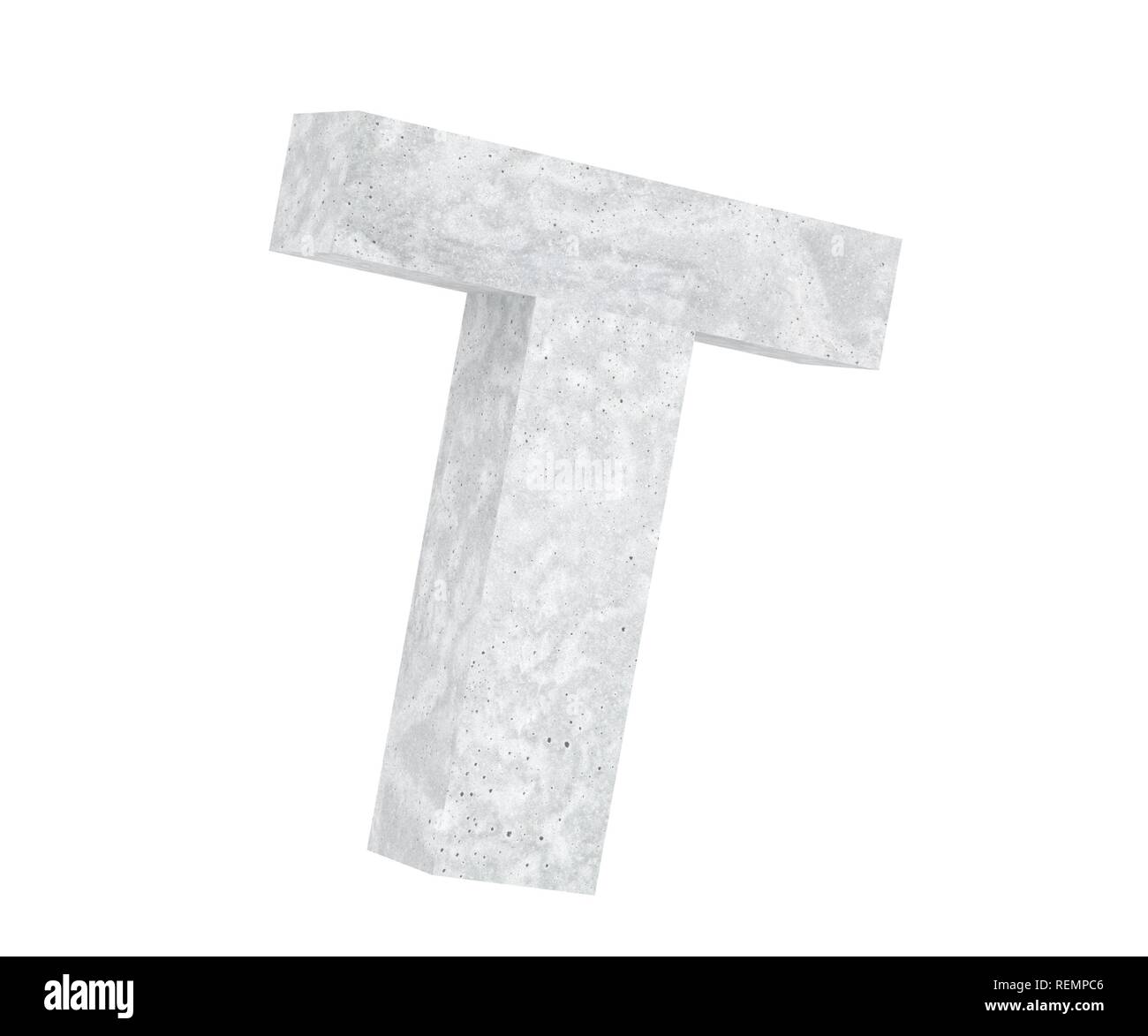 Concrete Capital Letter - T isolated on white background. 3D render ...
