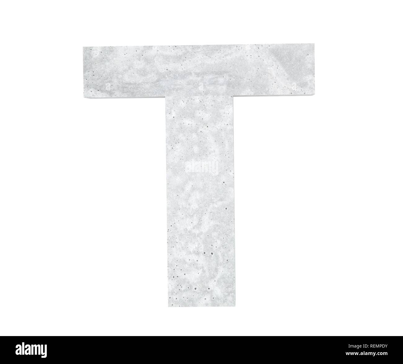 Concrete Capital Letter - T isolated on white background. 3D render ...