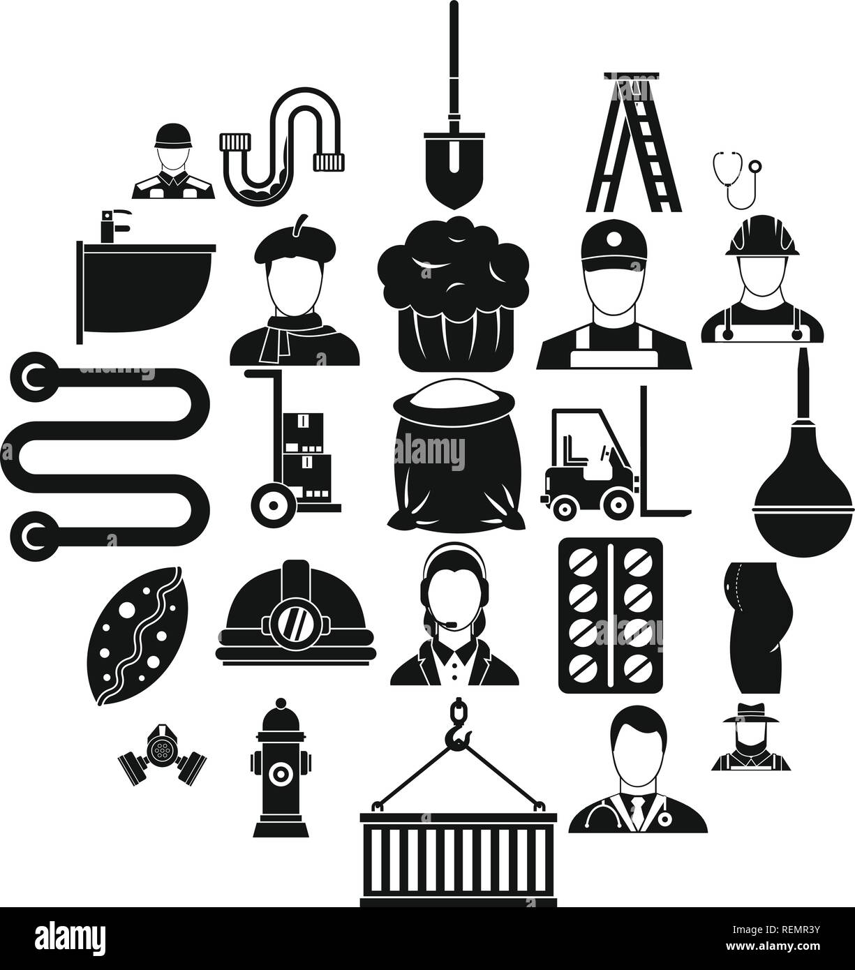 Different professions icons set, simple style Stock Vector Image & Art ...