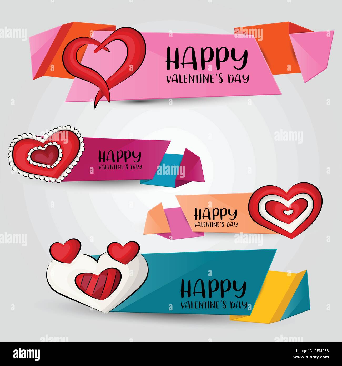 Valentine’s day horizontal banner set. Cute header for invitation ...
