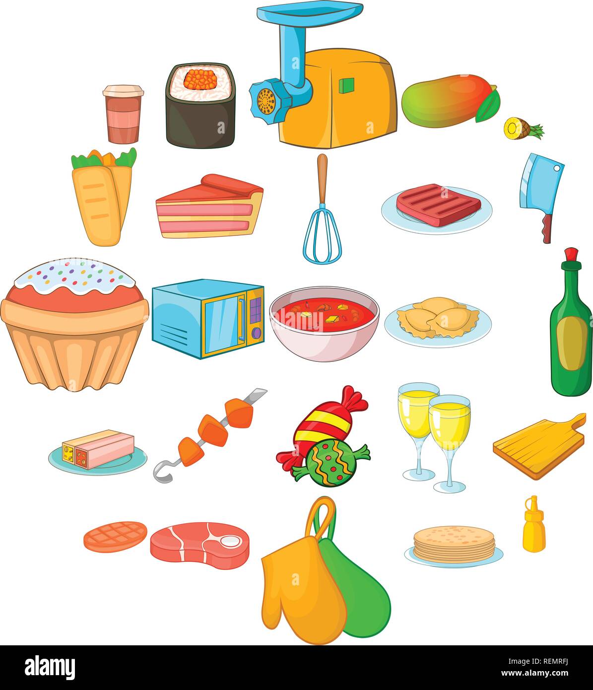 Supper icons set, cartoon style Stock Vector Image & Art - Alamy