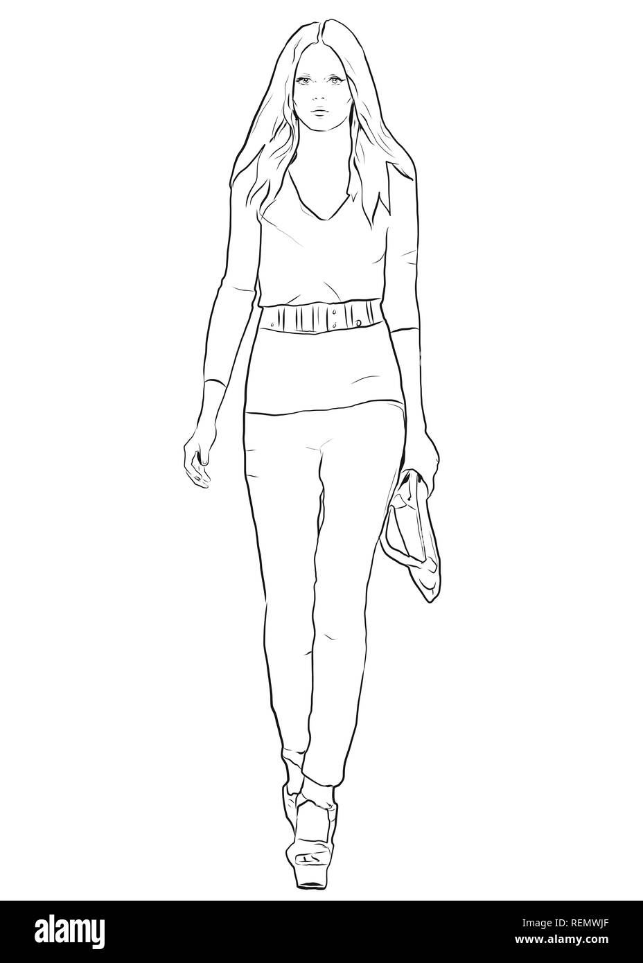 Girl Walking Drawing