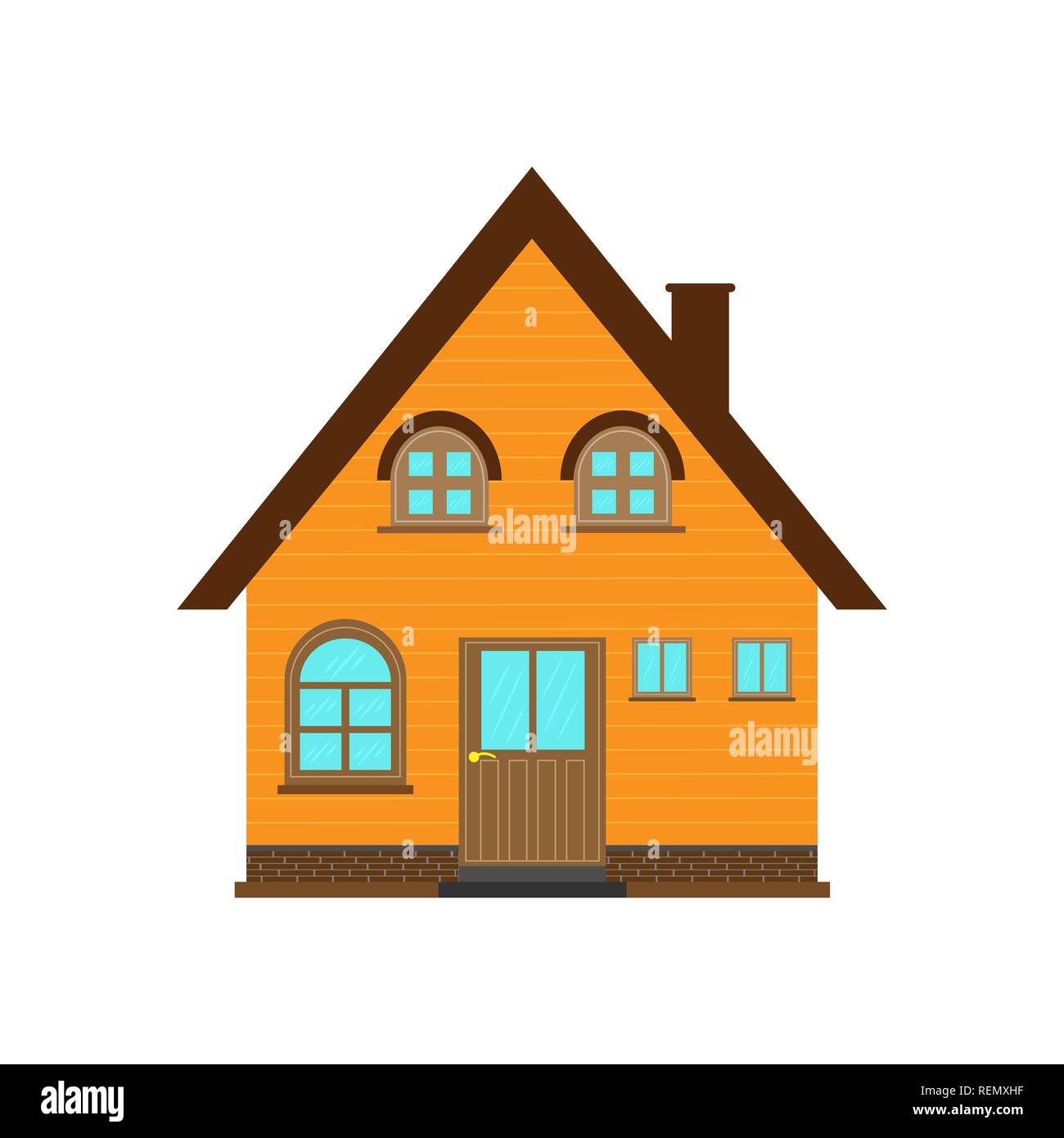 Country house design with a gable roof, flat style Stock Vector Image ...