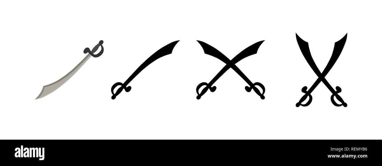 Color and simple image of saber and cross sabers Stock Vector Image ...