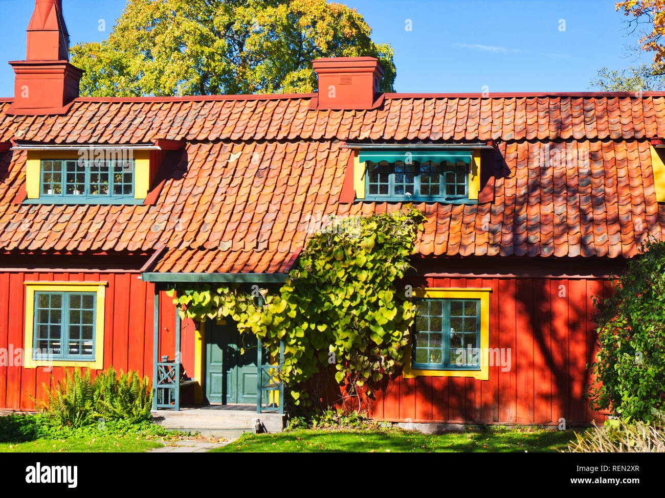 The Red Row houses, Skansen open-air museum, Djurgarden, Stockholm ...