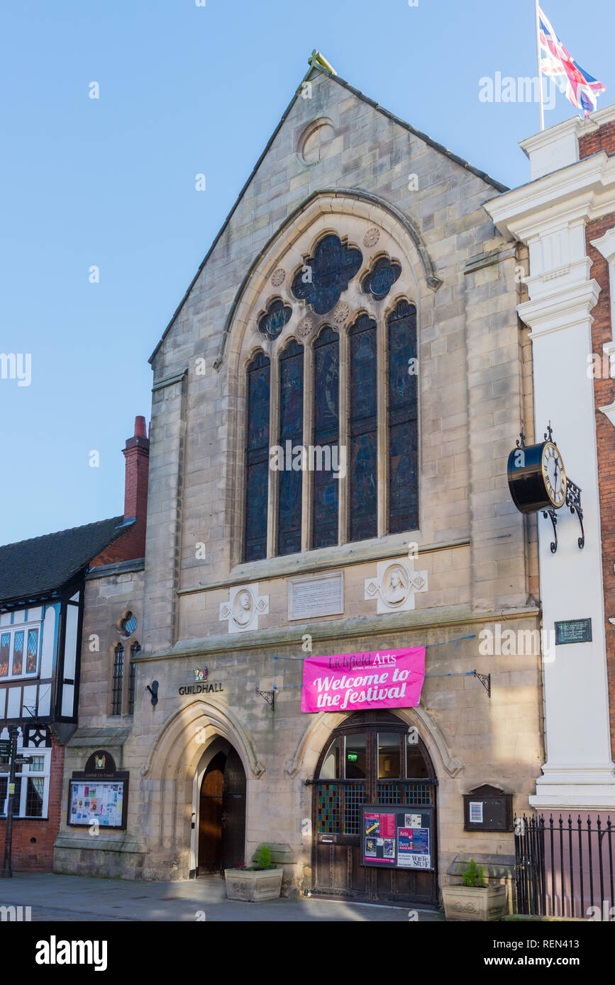 Gothic style Guildhall building in Bore Street, Lichfield ...