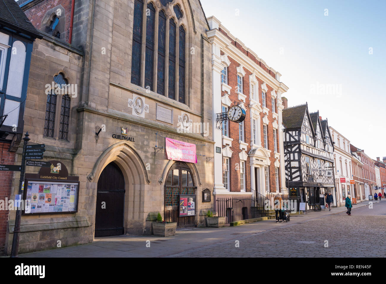 Gothic style Guildhall building in Bore Street, Lichfield ...