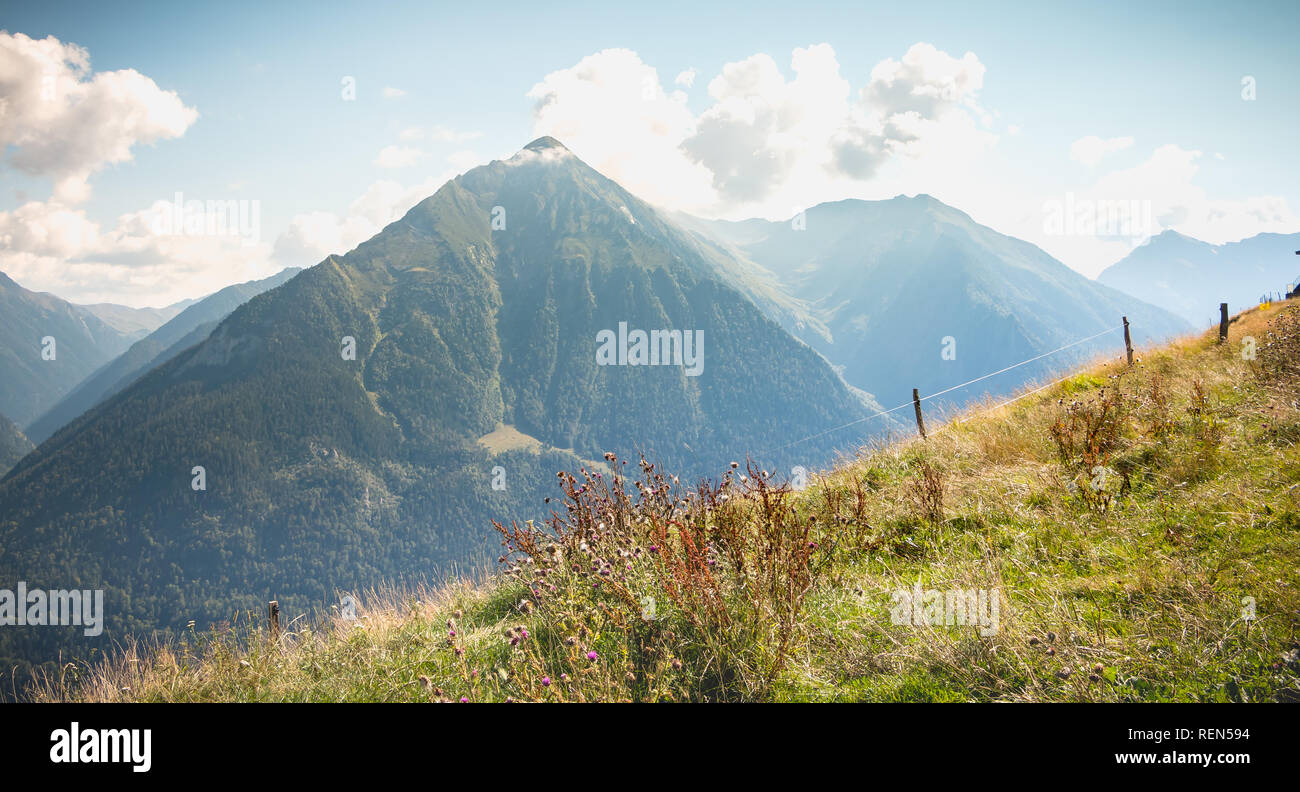 Pyrenees view from the Pla D Adet ski resort next to Saint Lary, France ...